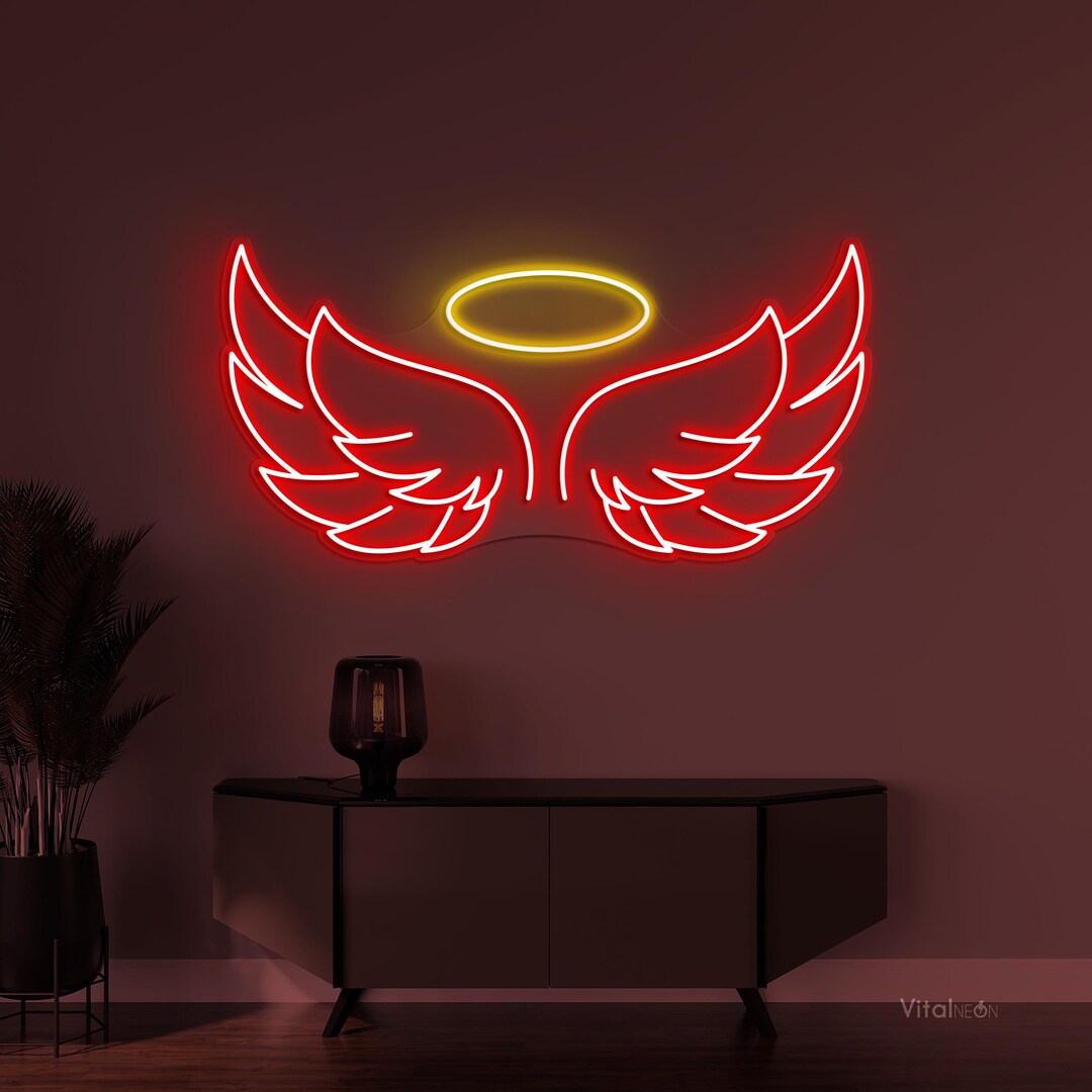 Angel Wings Neon Sign, Angel Wings LED Light, Wings Wall Decor, Kids ...