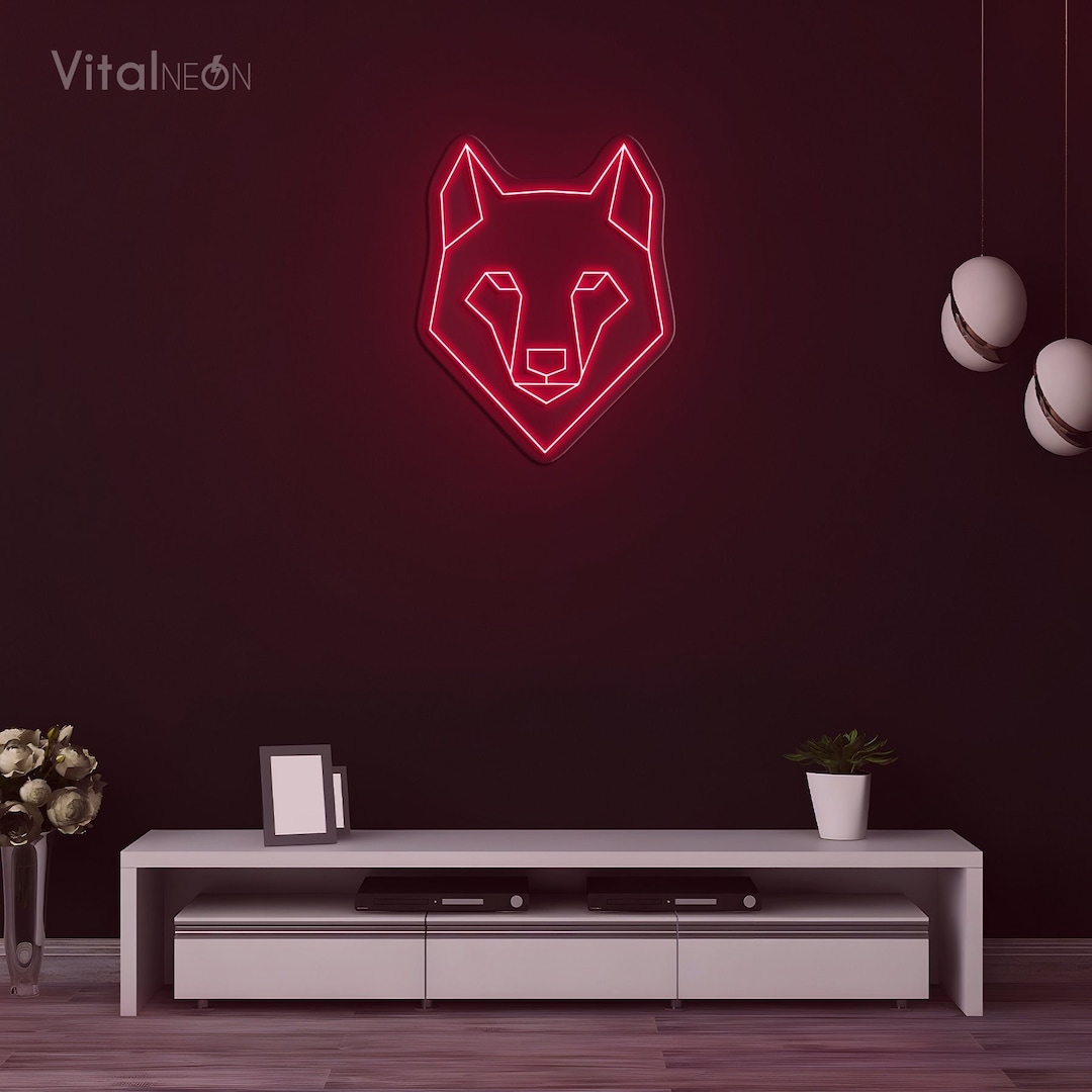 Geometric Wolf Neon Sign, Wolf Wall Decor, Wolf Neon Light, Kids Room ...