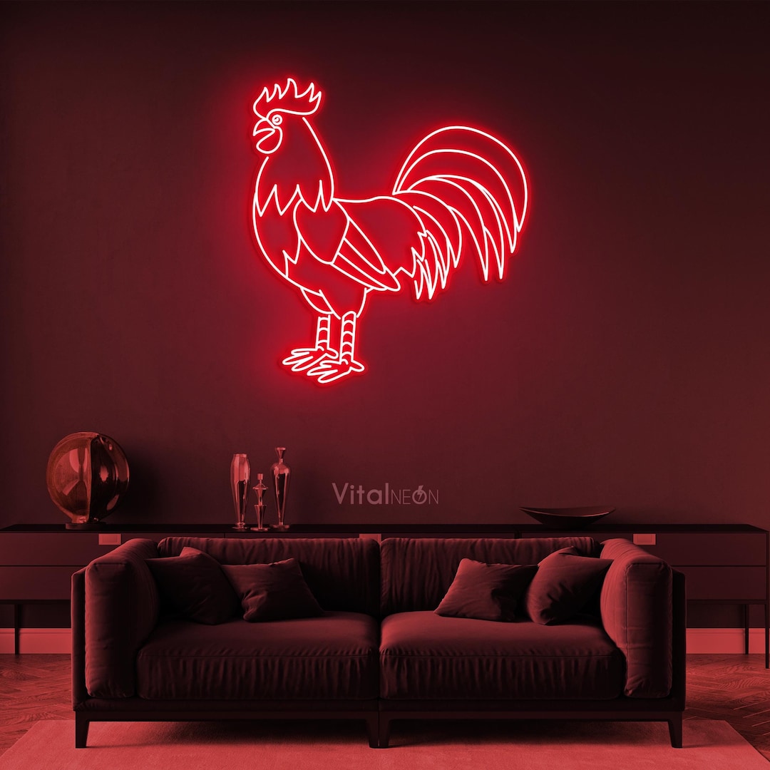 Rooster Neon Sign, Rooster Led Light, Chicken Farm Wall Art, Farmhouse ...