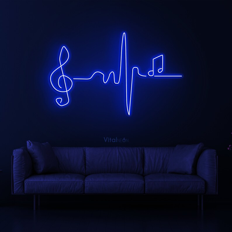 Heartbeat LED Sign, Music Note Neon Light, Wall Art, Clef Decoration ...
