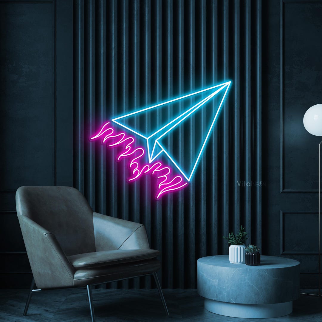 Paper Plane Neon Sign, Kids Room Decor, Flying Plane Wall Art - Etsy