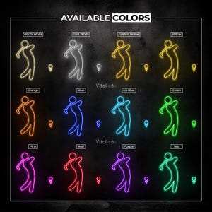 Golf Player Neon Sign, Golf Player LED Light, Golf Club Wall Decor ...