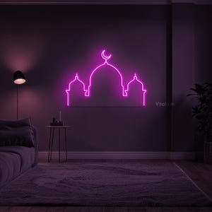 Mosque Neon Sign, Musjid LED Light, Mosque LED Neon Art, Ramadan Neon ...
