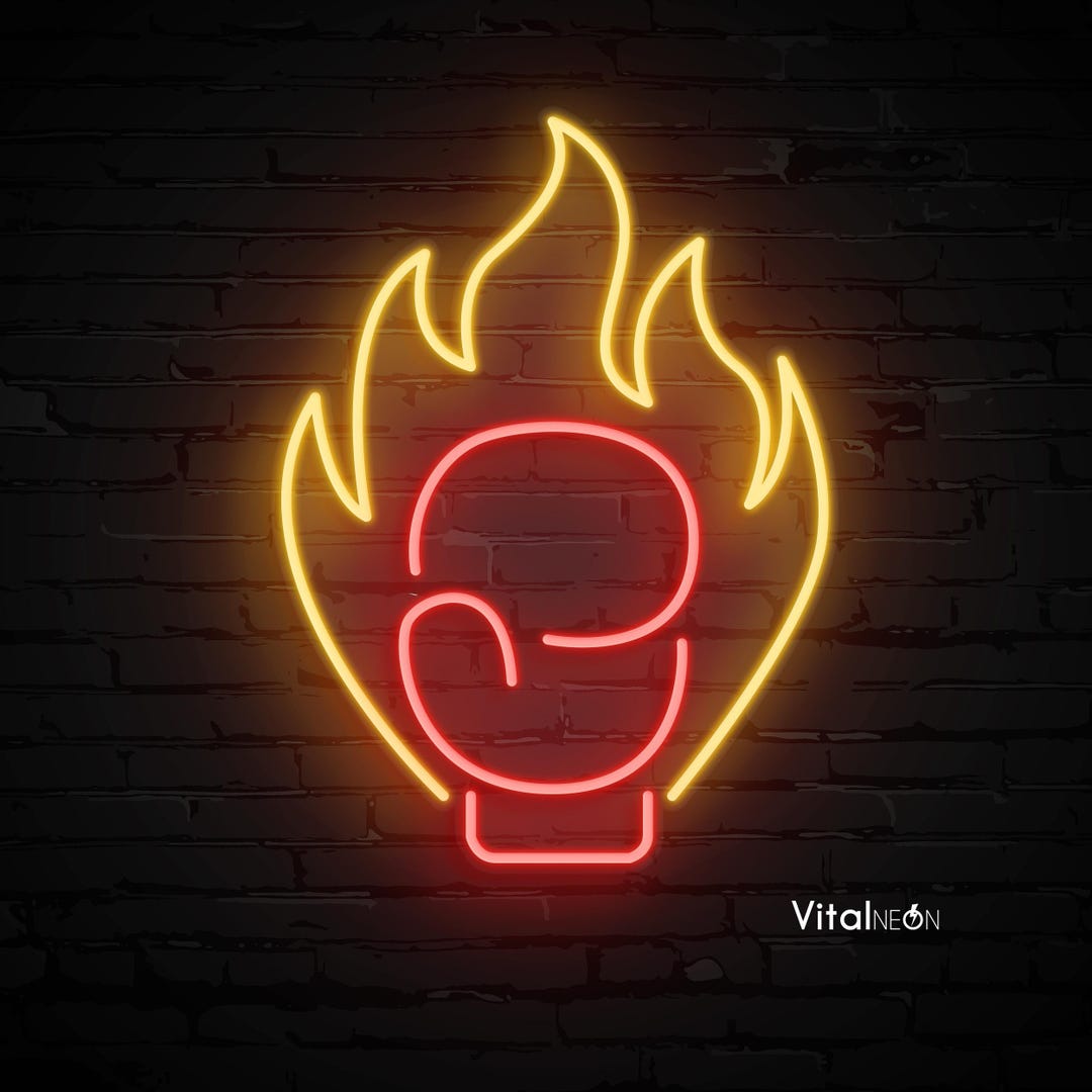 Boxing Glove Neon Sign, Flaming Boxing Glove LED Light, Boxing Glove ...