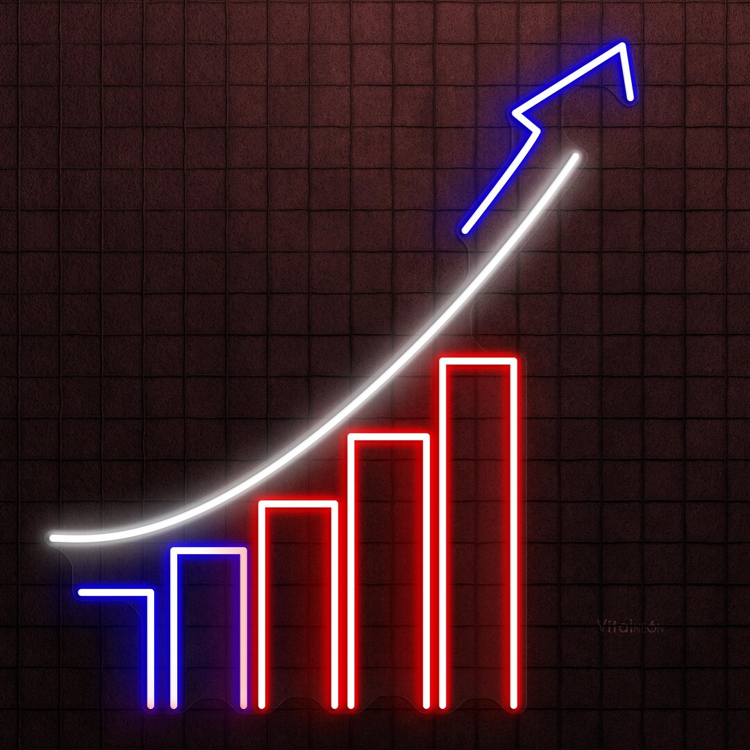 Growth Chart Neon Sign, Growth Chart LED Light, Market Wall Decor ...