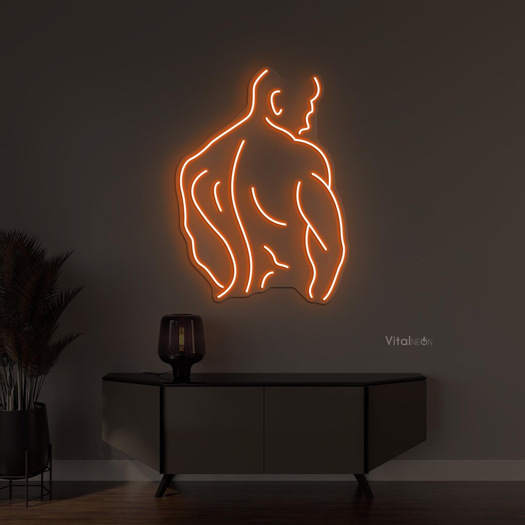 Muscle Man Neon Sign, Muscle Man LED Light, Bodybuilder Wall Decor ...