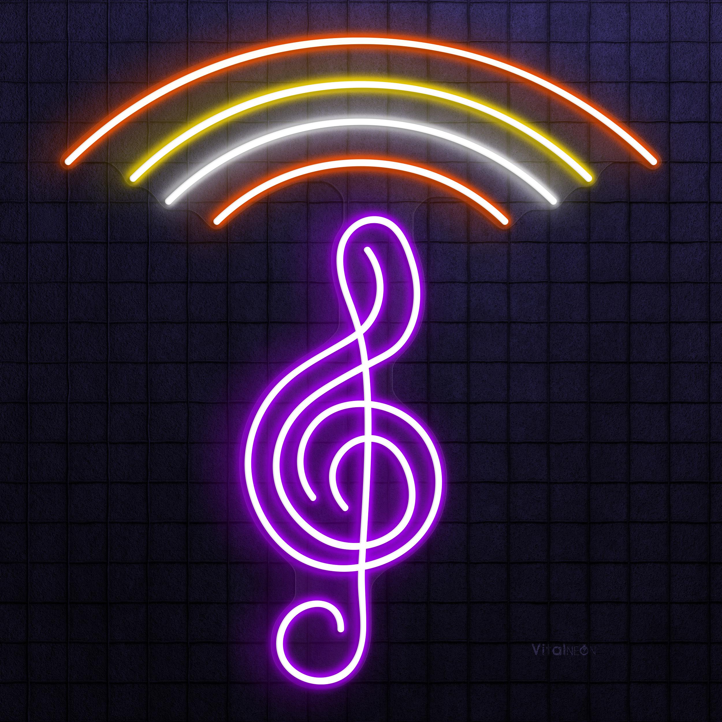 Treble Clef LED Neon Sign, Music Note Symbol Studio Room Wall Art Decor ...