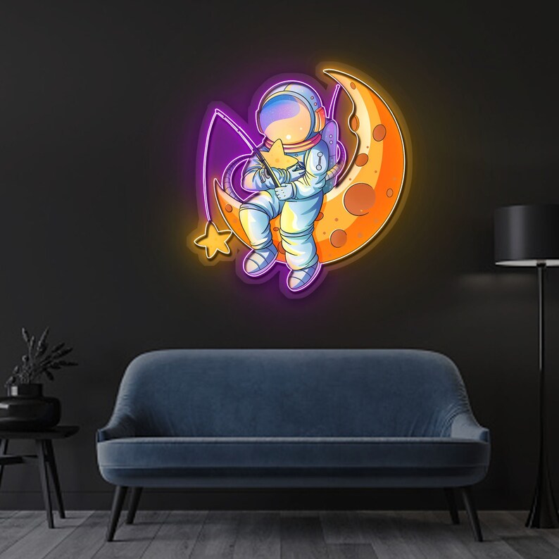 Space Fishing Star Astronaut Led Neon Sign Handmade Acrylic - Etsy