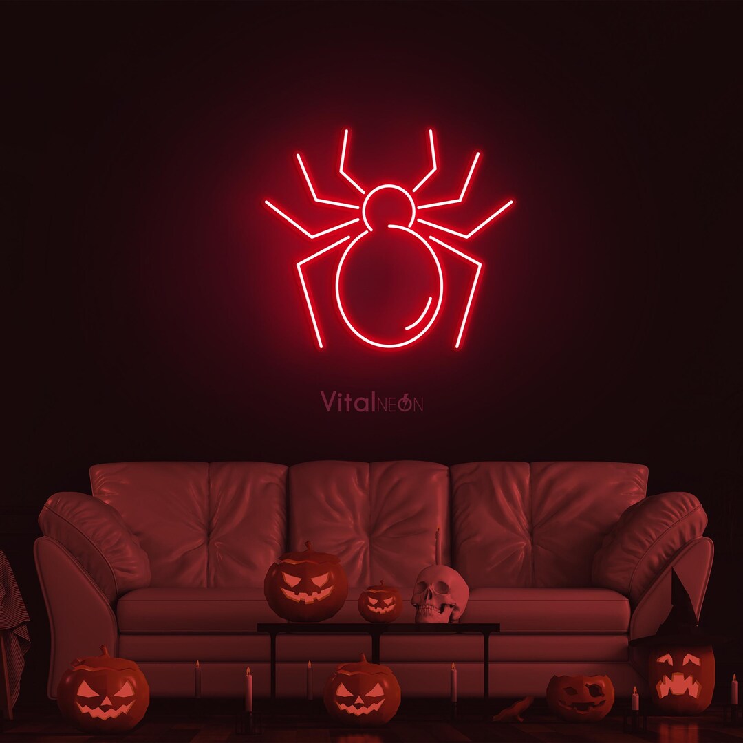 Spider Neon Sign, Spider LED Light, Spider LED Neon Art, Game Room Wall ...