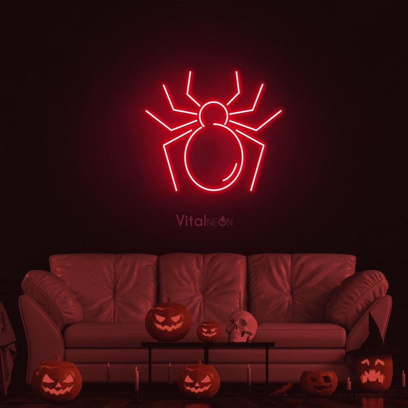 Spider Neon Sign, Spider LED Light, Spider LED Neon Art, Game Room Wall ...
