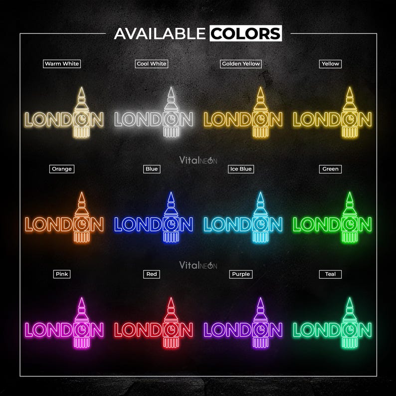 London Neon Sign, London LED Light, Big Ben Wall Decor, UK City Art ...