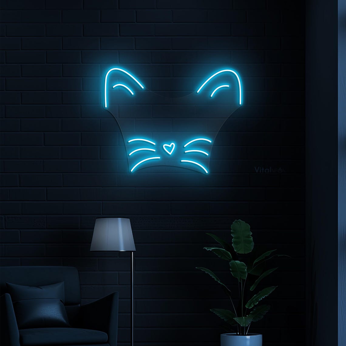 Cat Face Neon Sign, Kitten LED Wall Art, Home Decor - Etsy