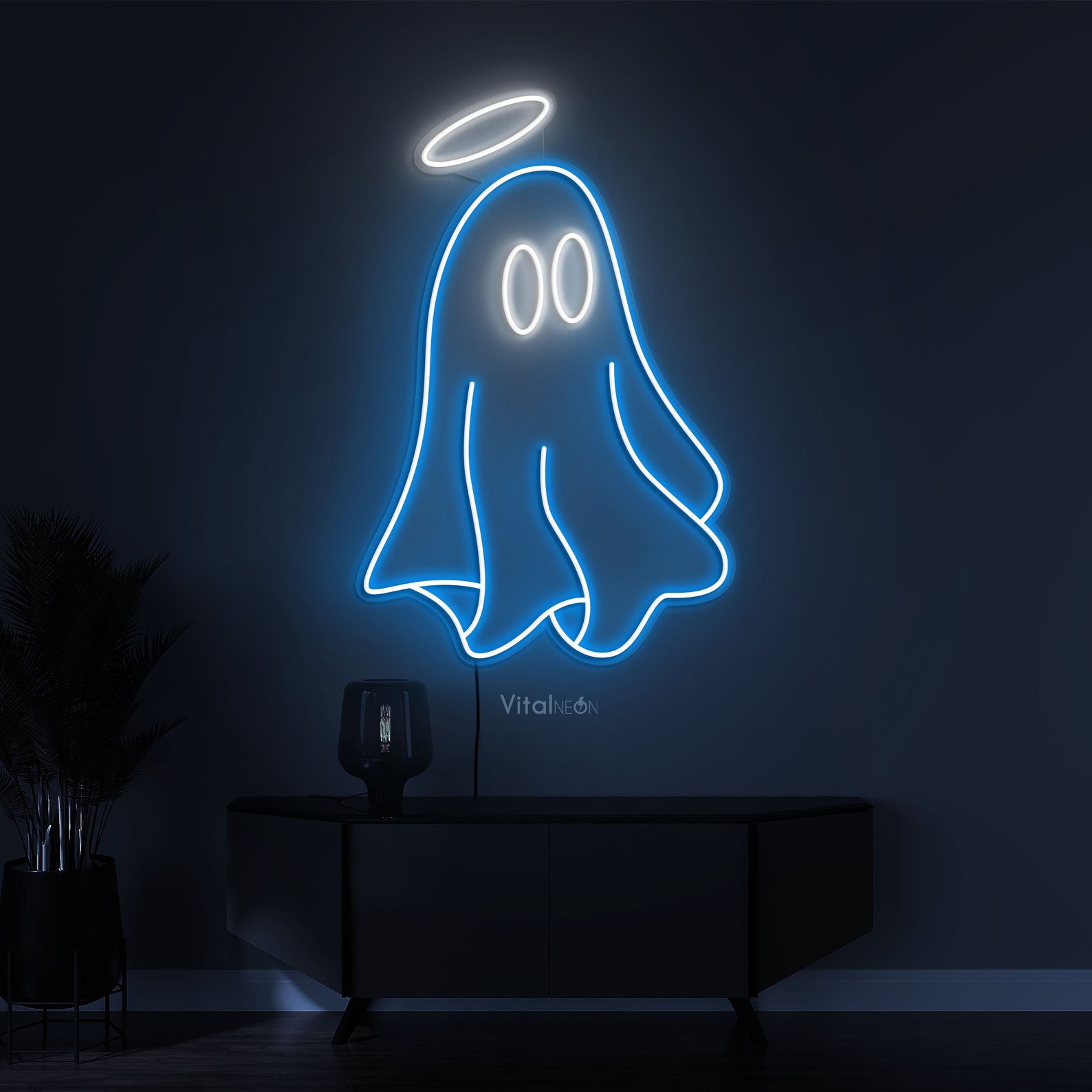 Ghost LED Neon Sign for Spooky Home Decor Scary Bedroom Parties House ...