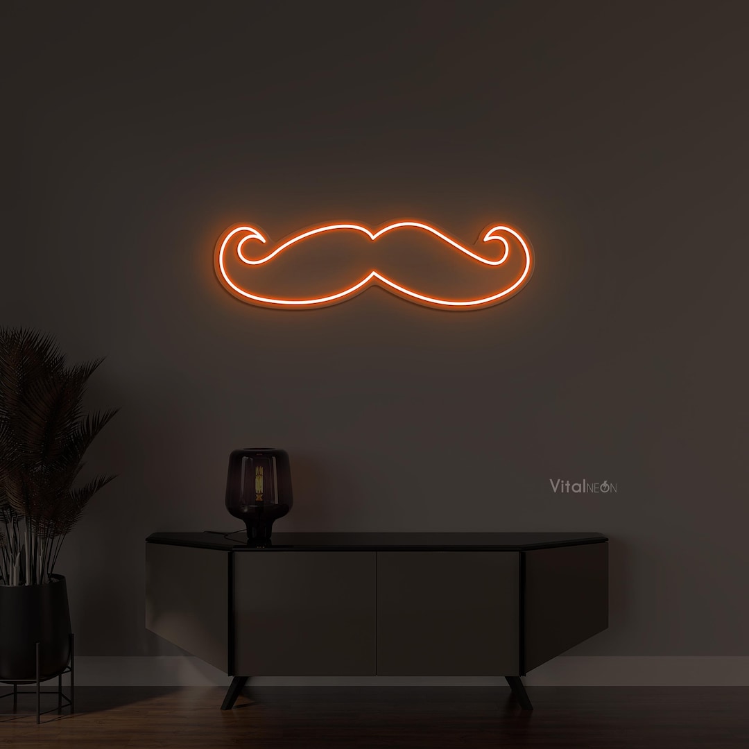 Mustache Neon Sign, Mustache LED Light, Barbershop Wall Decor, Boys ...
