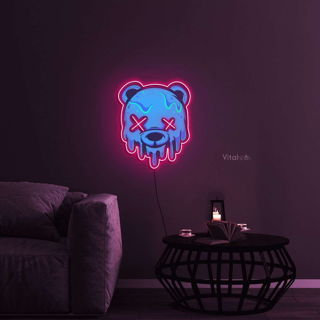 Ice Bear Head Neon Sign, Pop Art Decor, Bear Neon Light, LED Wall Art ...