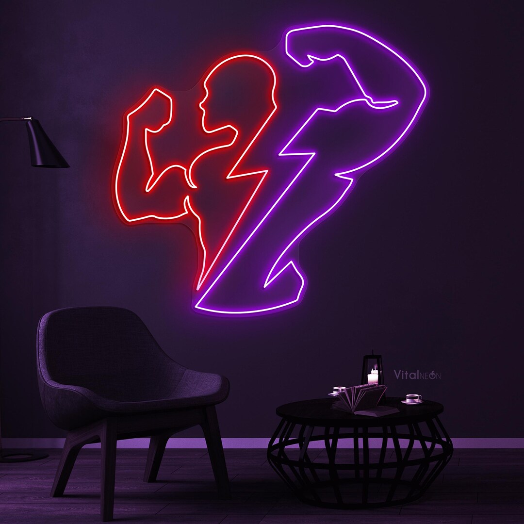 Bodybuilder Neon Sign, Bodybuilder LED Light, Power Wall Decor, Gym ...