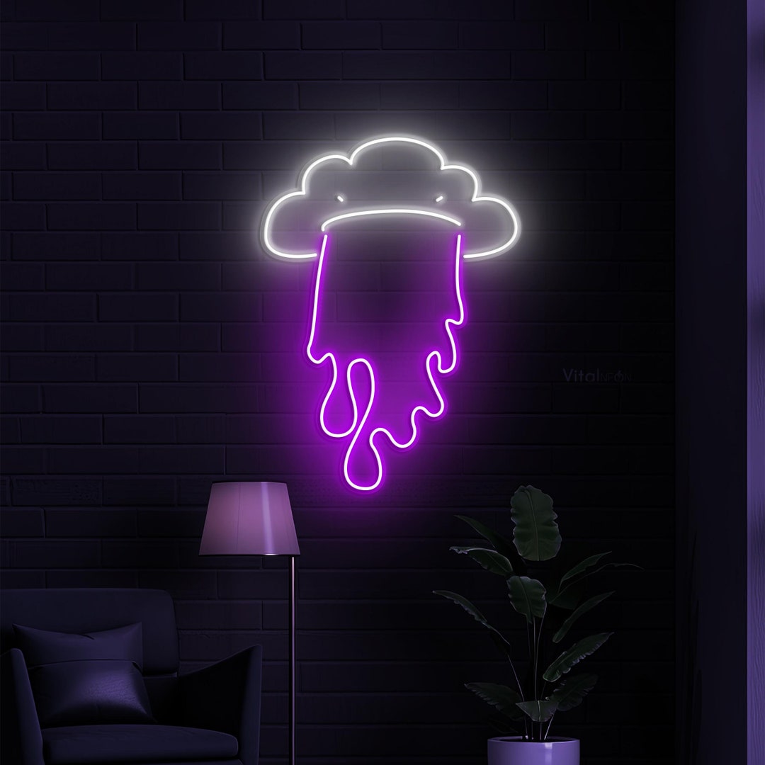 Crying Cloud Neon Sign, Crying Cloud LED Light, Rainy Cloud LED Neon ...