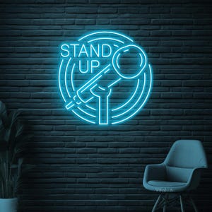 Stand up Neon Sign, Stand up LED Light, Stand up Mic Wall Decor, Comedy ...