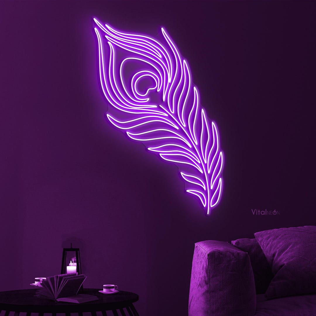 Peacock Feather Neon Sign, Peacock Feather Led Light, Animal Shop Wall ...
