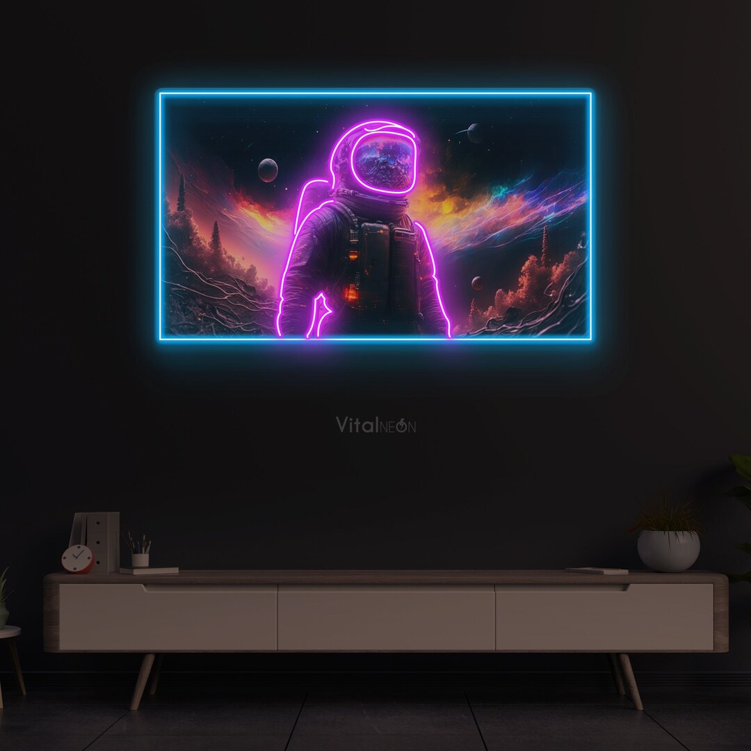 Astronaut Neon Sign, Astronaut LED Pop Art, Spaceman Wall Art, Space ...