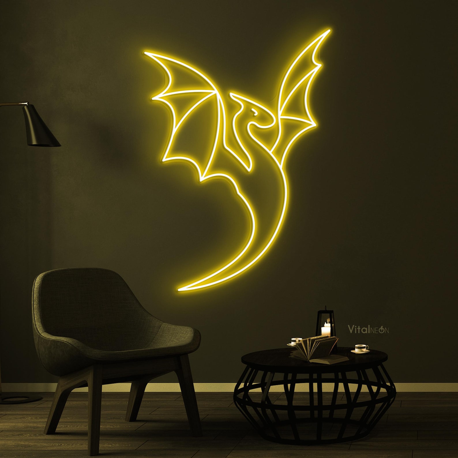 Dragon Neon Sign, Dragon LED Light, Flying Dragon Wall Decor, Mythical ...