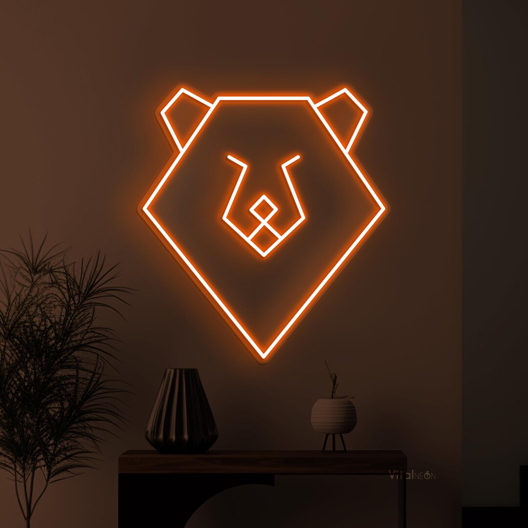 Bear Neon Sign, Bear LED Light, Geometric Bear Wall Art, Polygon Bear ...