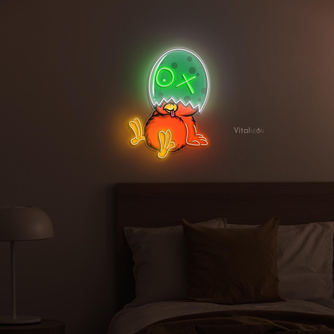 Chick in Eggshell Neon Sign, Chick in Eggshell LED Light, Chick LED Pop ...