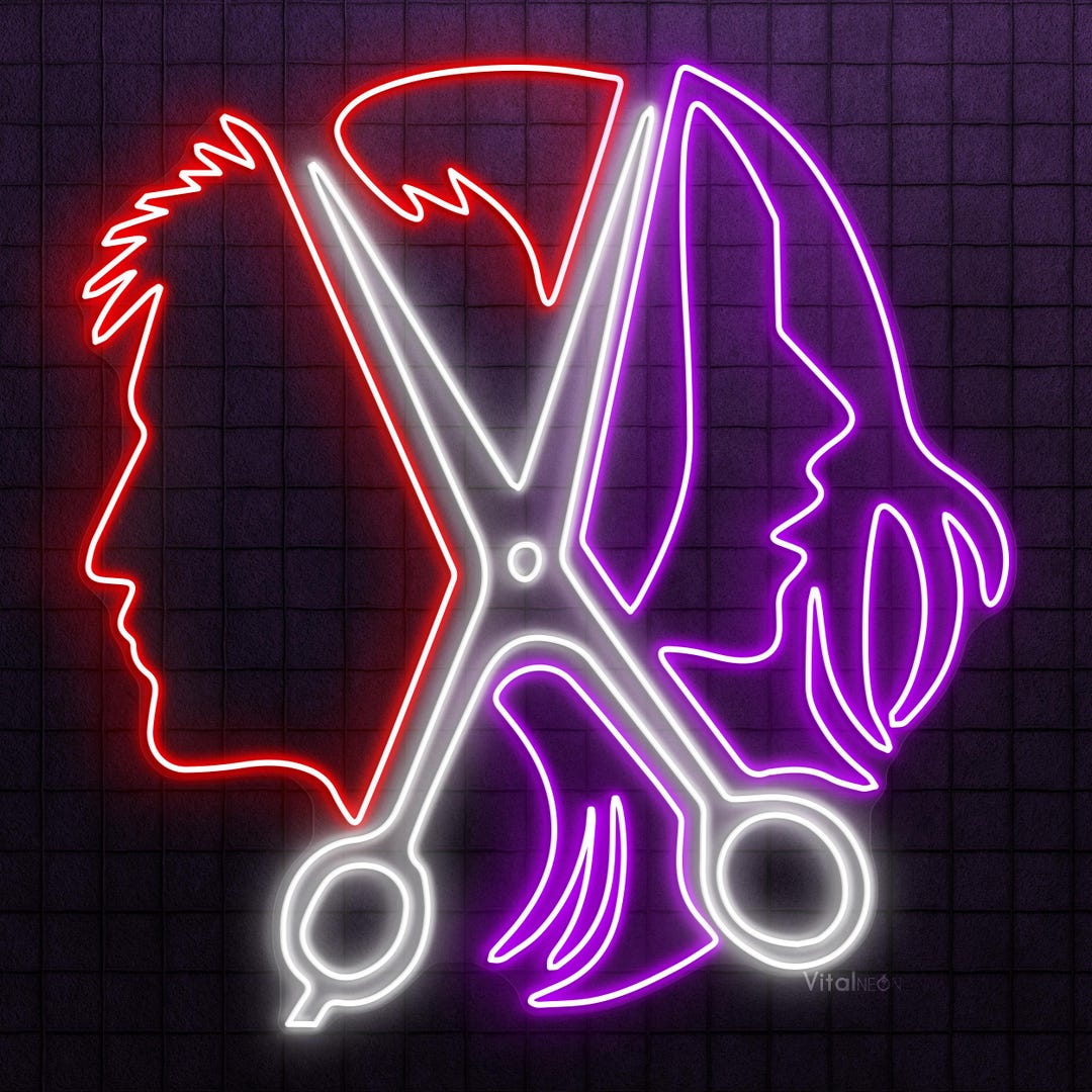 Couple Hair Cut Neon Sign, Couple Hair Cut LED Light, Couple With ...