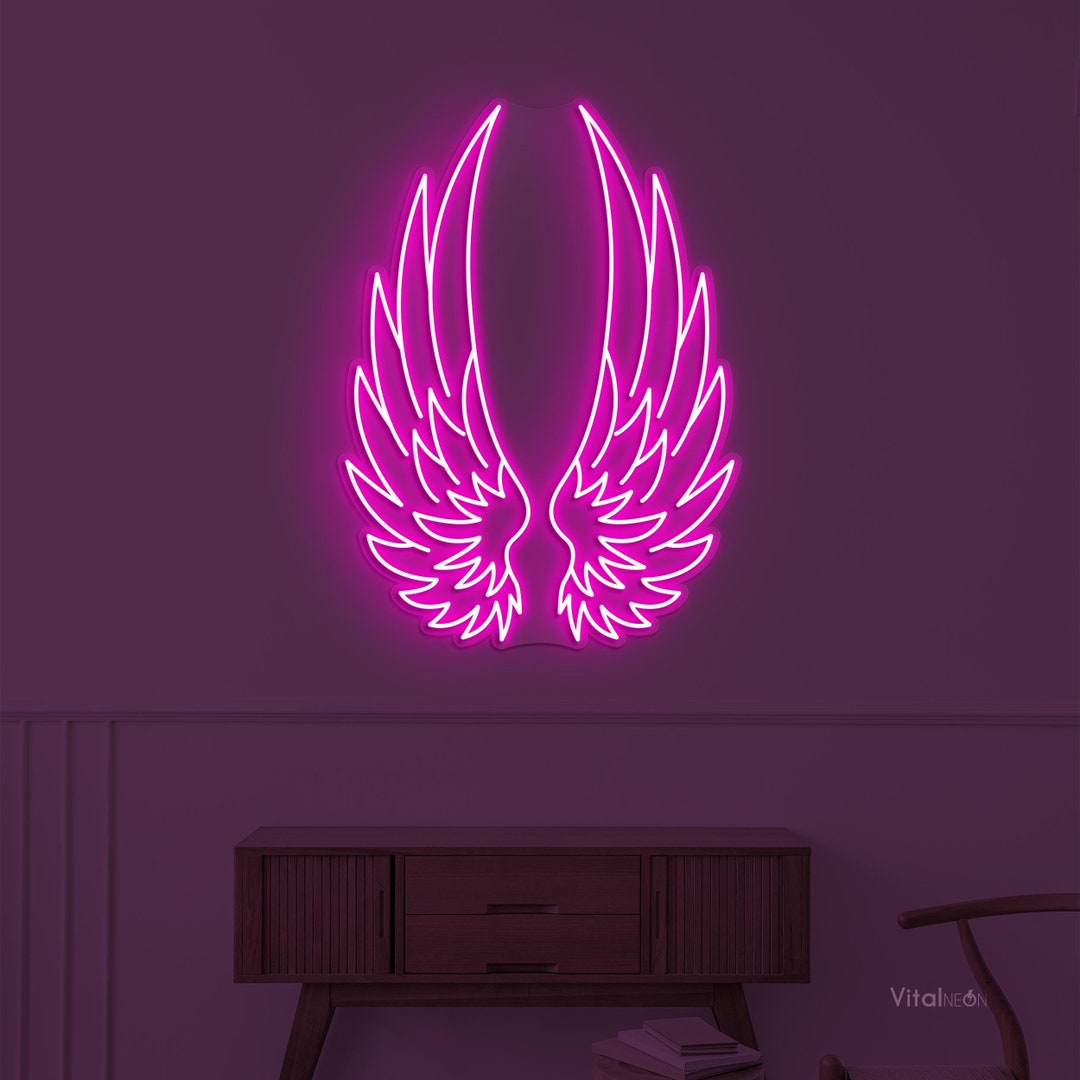 Angel Wings Neon Sign, Angel Wings LED Light, Party Wall Decor, Wings ...