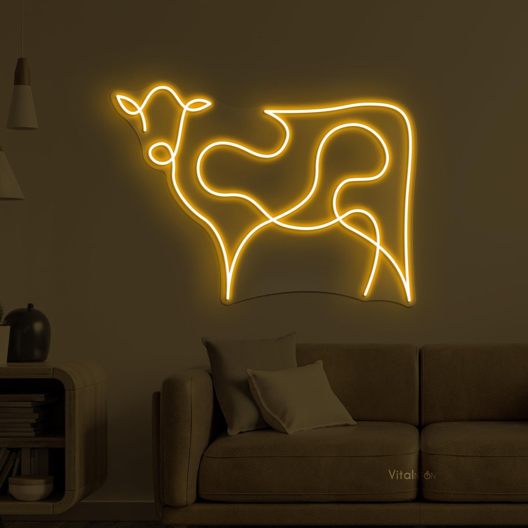 Cow Neon Sign, Cow Head LED Light, Pet Shop Wall Decor, Cattle Farm ...