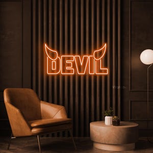 Devil Neon Sign, Devil LED Light, Horned Devil Wall Decor, Decor for ...