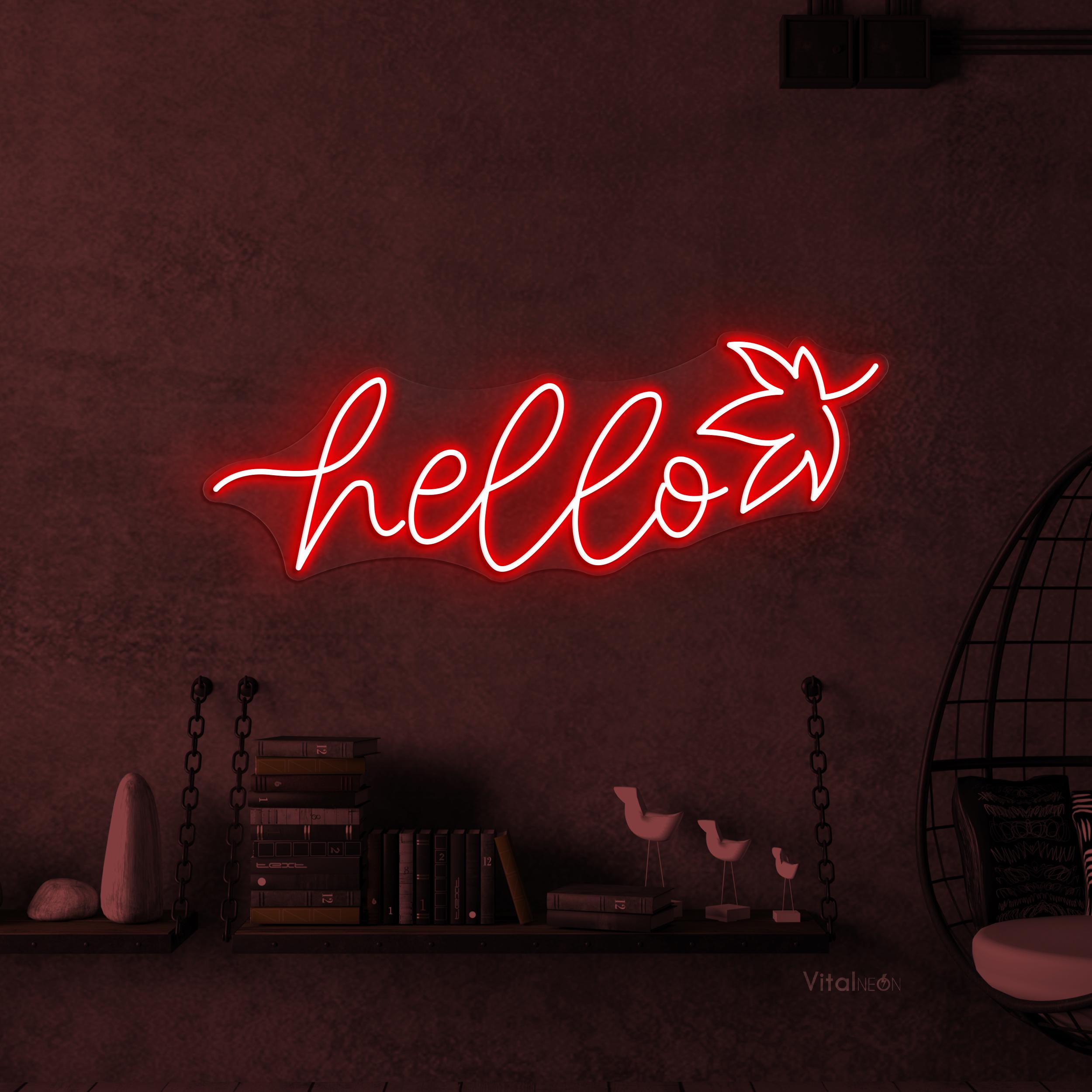 Hello Neon Sign, Hello LED Light, Party Wall Decor, Hello Fall Wall Art ...