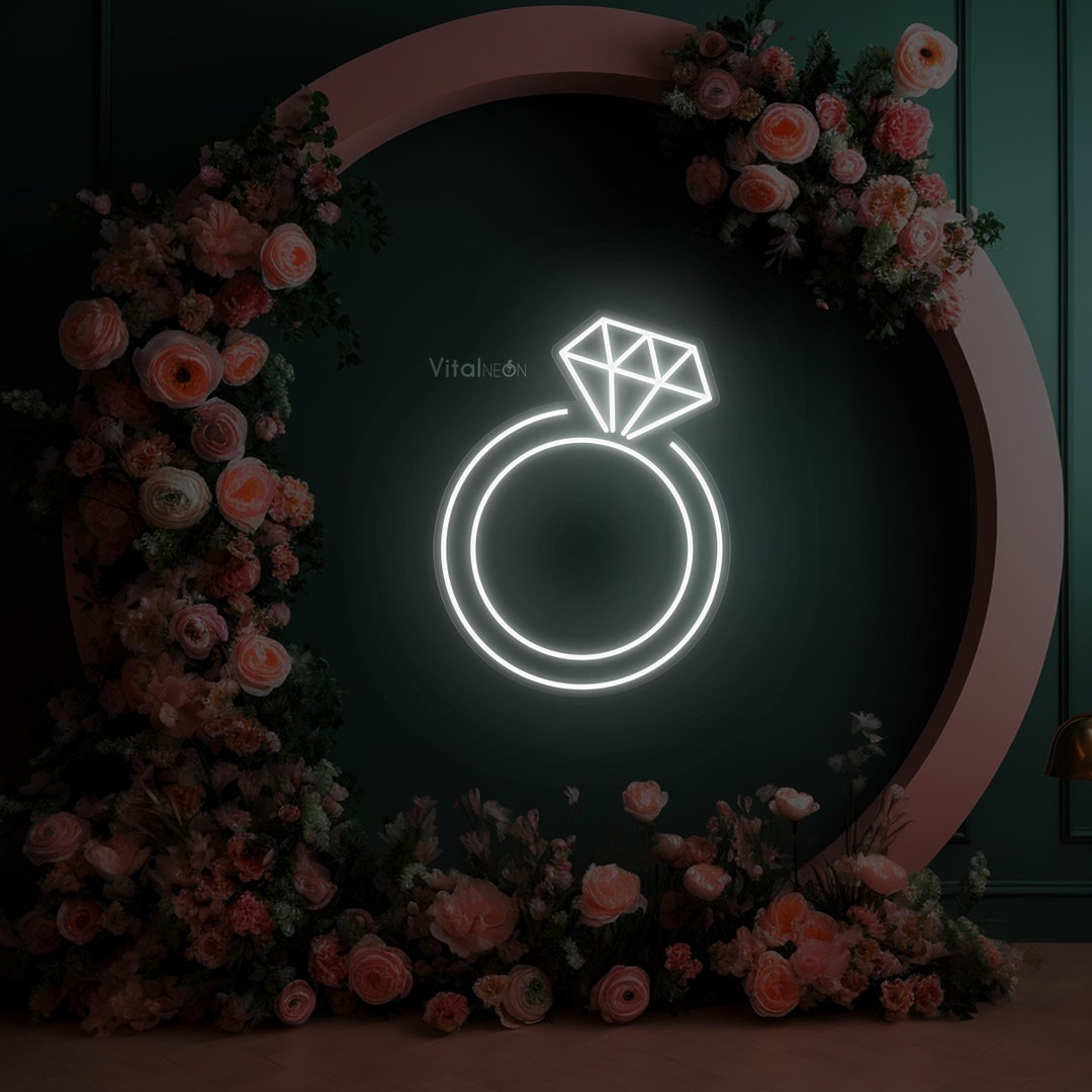 Wedding Ring Neon Sign, Wedding Ring LED Light, Diamond Ring Neon Sign ...