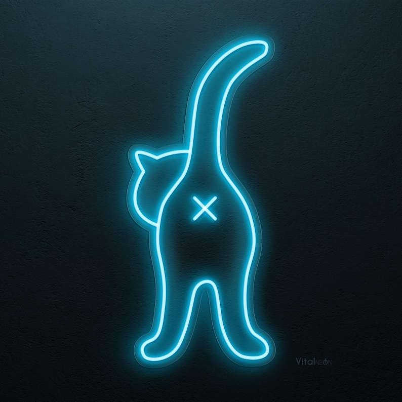 Cat Neon Sign, Cat Butt LED Light, Pet Shop Wall Decor, Cute Cat Wall ...