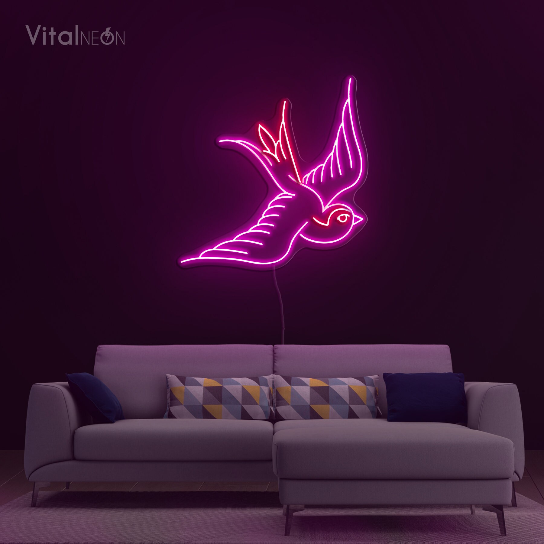 Swallow Neon Sign, Bird LED Light, Handmade Bird Art, Flying Bird Neon ...