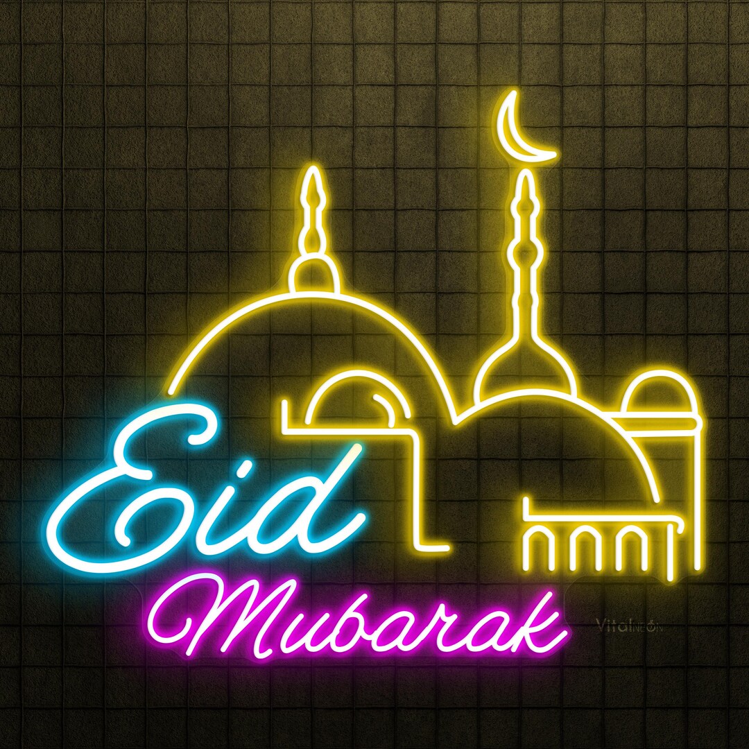 Eid Mubarak Neon Sign, Eid Mubarak LED Light, Muslim Home Wall Decor ...