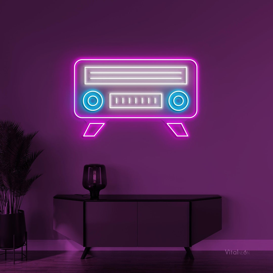 Radio Neon Sign, Radio LED Sign, Music Club Wall Decor, Music Radio ...