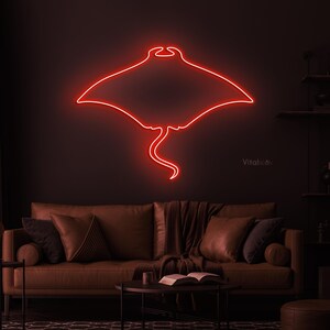Manta Ray Neon Sign, Manta Ray Fish LED Light, Manta Ray LED Neon Art ...