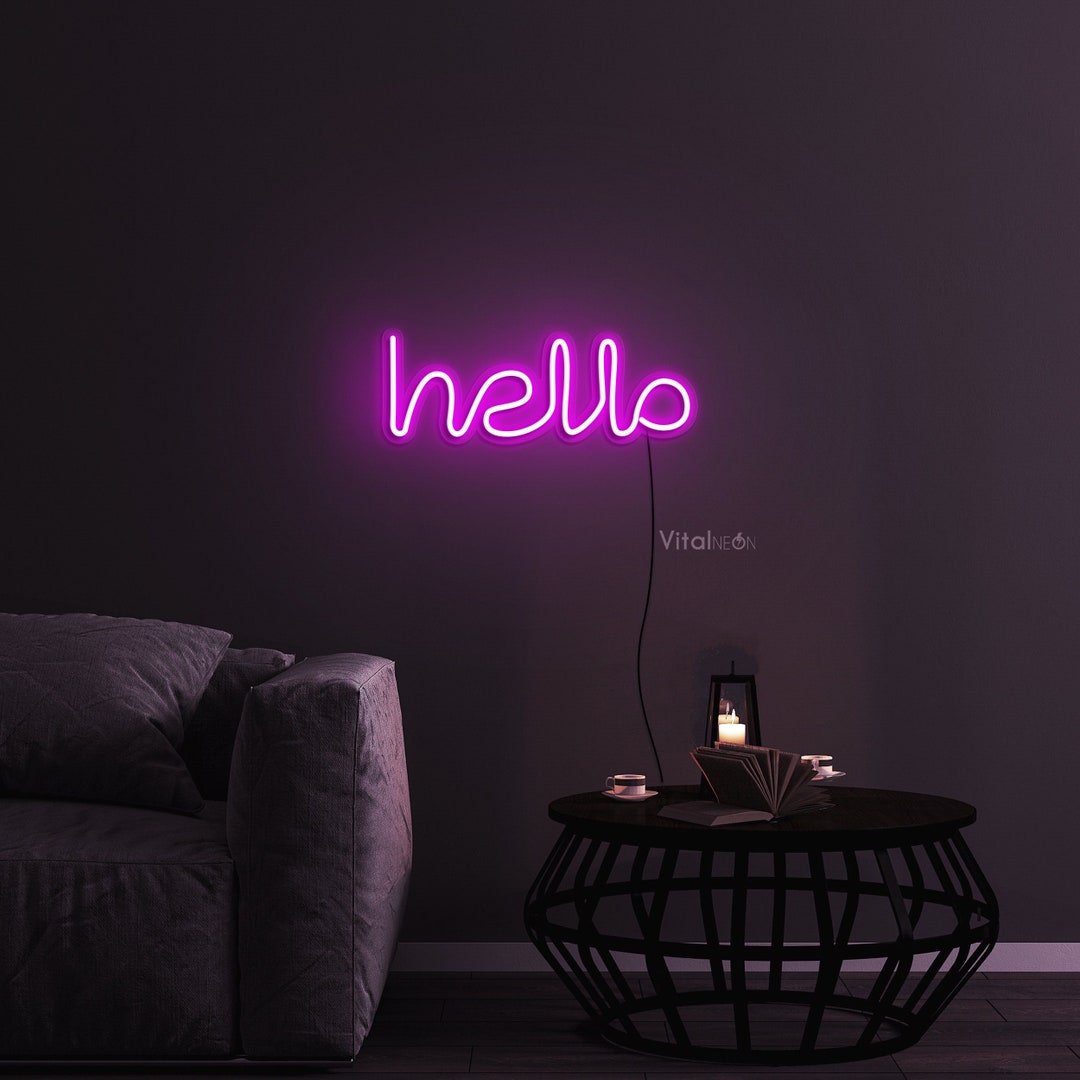 Hello Neon Sign, Hello Neon Light USB Night Light for Kids Room, Living ...
