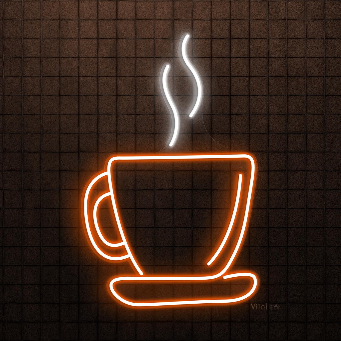 Coffee Cup Neon Sign, Coffee Cup LED Light, Coffee Time Wall Art ...