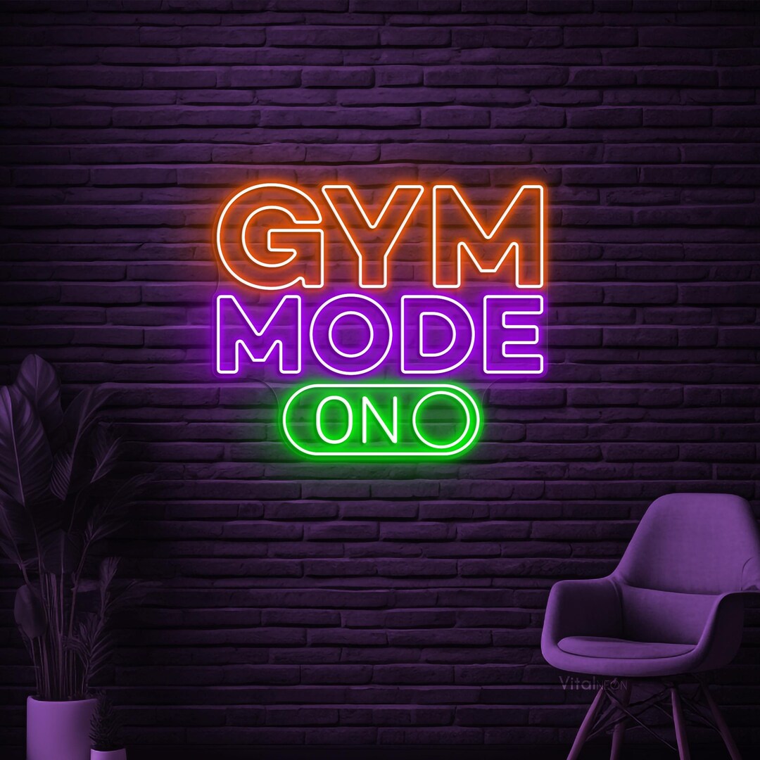 Gym Mode on Neon Sign, Gym Mode on LED Light, Gym Wall Decor, Fitness ...