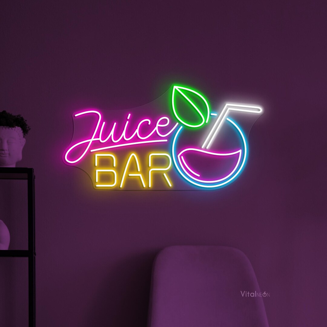 Juice Bar Neon Sign, Juice Bar LED Light, Bar Wall Decor, Juice Shop ...