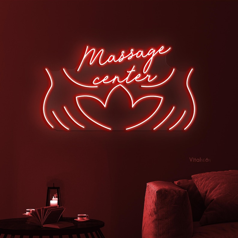 Massage Center LED Neon Sign, Spa Wall Decor, Lotus Flower Art - Etsy