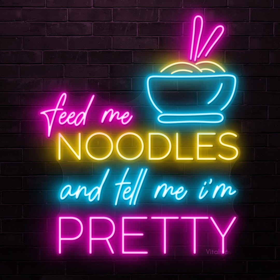 Noodles LED Neon Sign, Asian Food Wall Decor, Kitchen Noodle Lover Gift ...