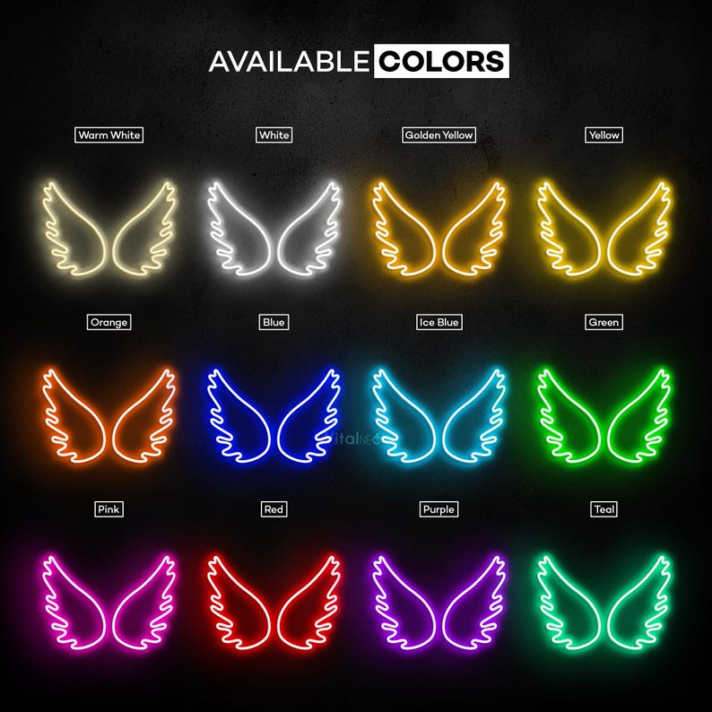 Angel Wings Neon Sign LED Light Nursery Room Party Wall Art Cafe Bar ...