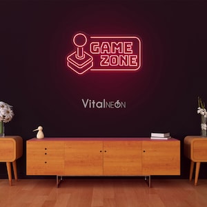 Game Zone Controller Neon Sign, Gaming Room Décor, Neon Signs for Gamer ...