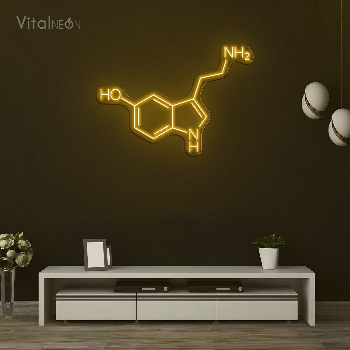 Serotonin Molecule Neon Sign, Science Inspired Decor, Chemistry Neon ...