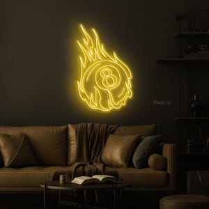 Flaming 8-ball Neon Sign, Flaming 8-ball LED Light, 8-ball LED Neon Art ...