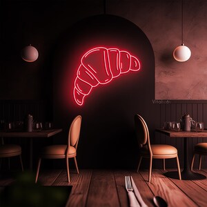 Croissant Neon Sign, Croissant LED Light, Bakery LED Neon Art, Cafe ...