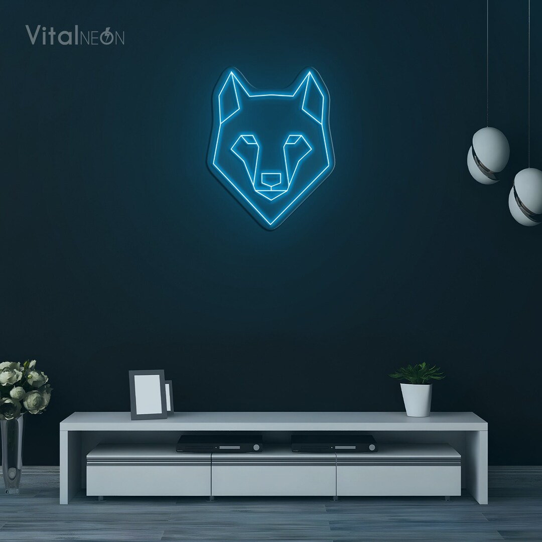 Geometric Wolf Neon Sign, Wolf Wall Decor, Wolf Neon Light, Kids Room ...